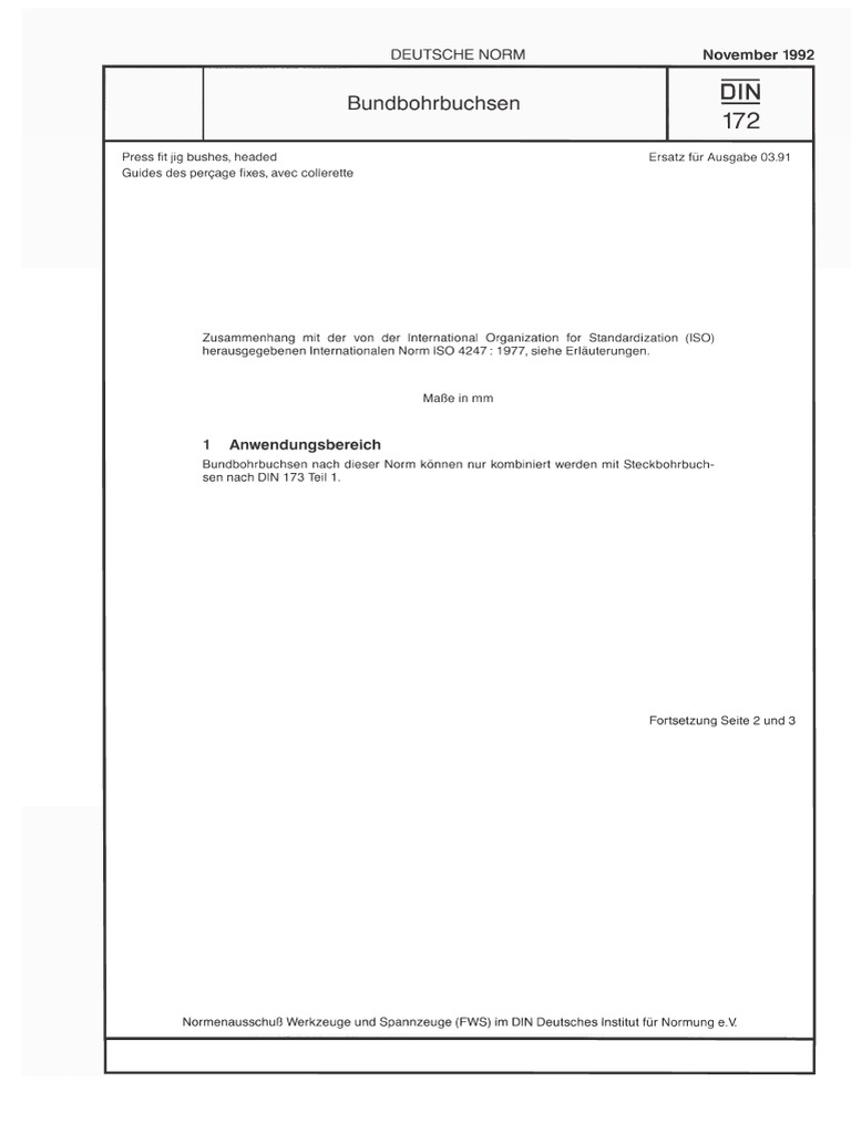Din 172 1992-11 | PDF