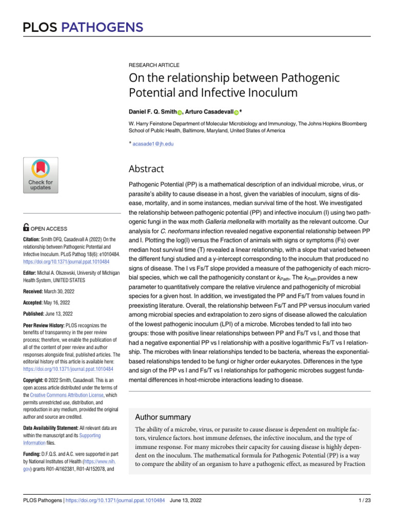 Journal Ppat 1010484 | PDF | Pathogen | Infection