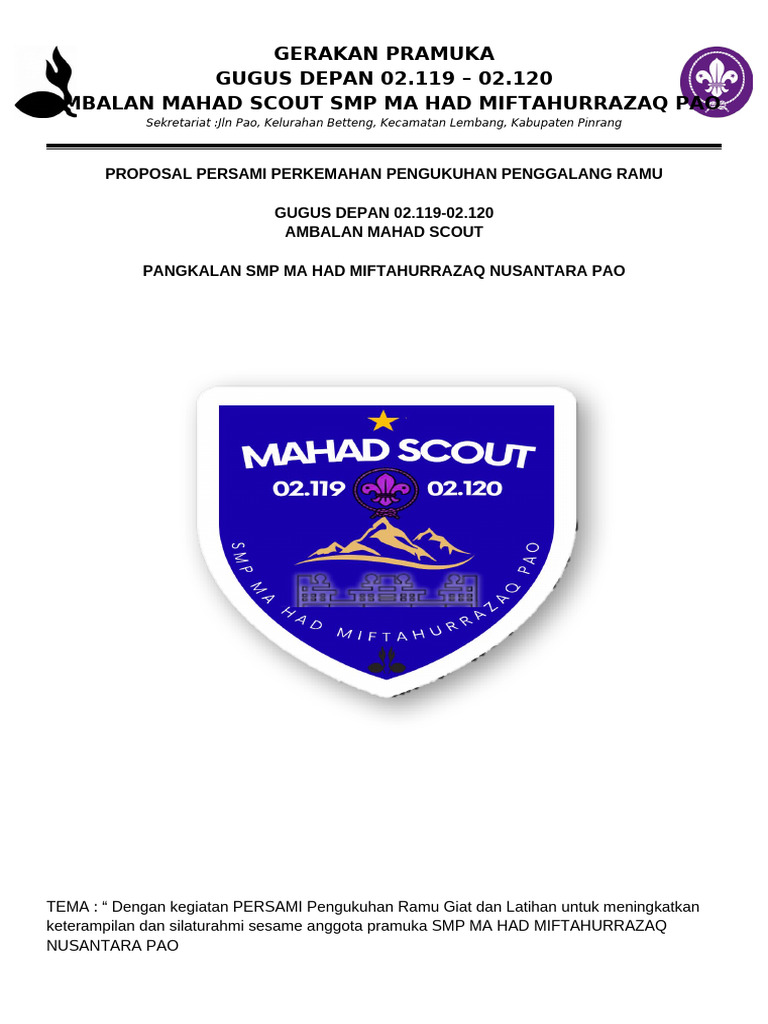 Proposal Persami Pengukuhan Pramuka 2025 | PDF