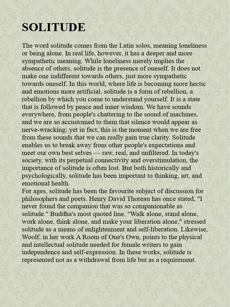 Solitude | PDF | Solitude | Psychology