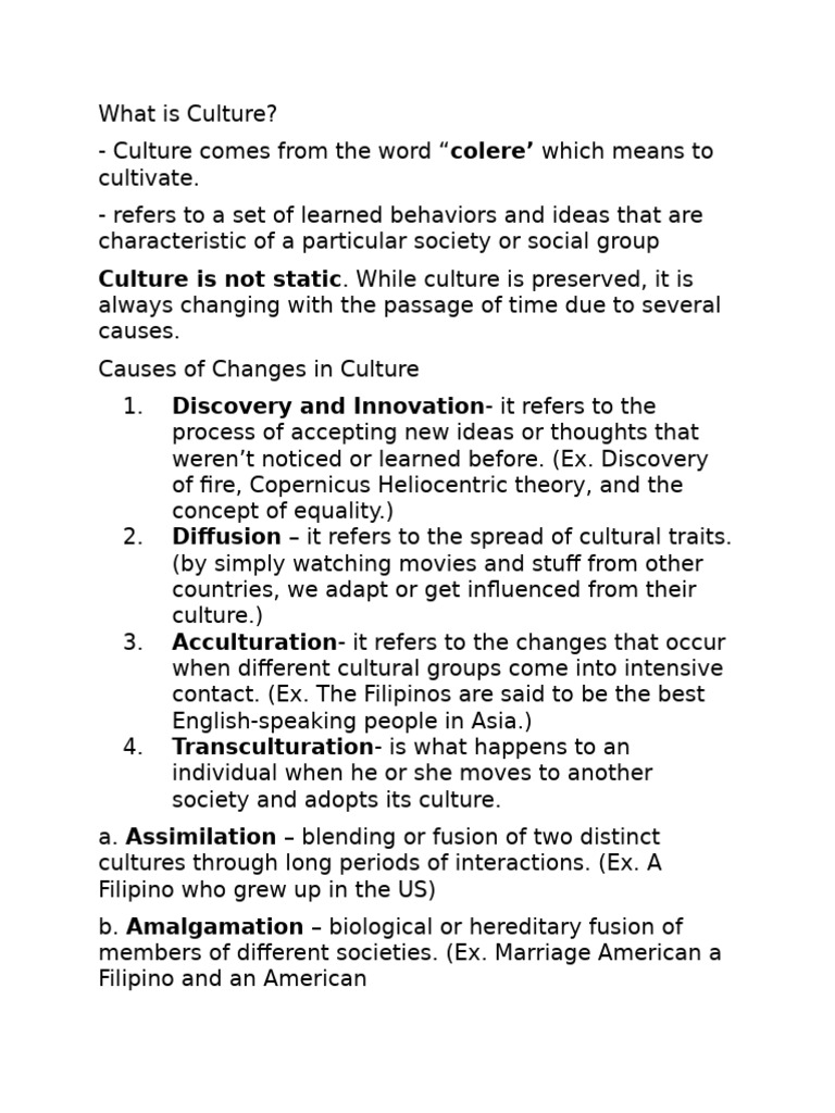 Study of Change in Culture | PDF