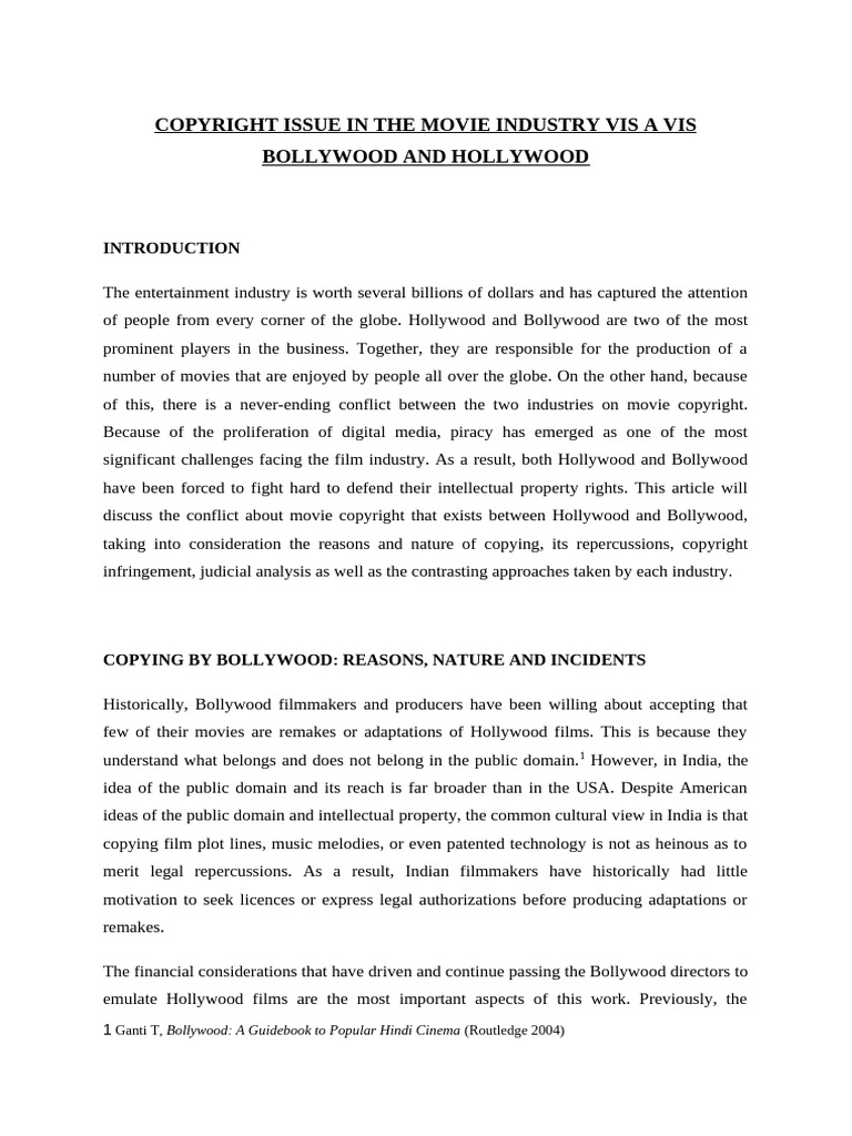 Copyright Conflicts: Bollywood vs. Hollywood | PDF | Copyright ...
