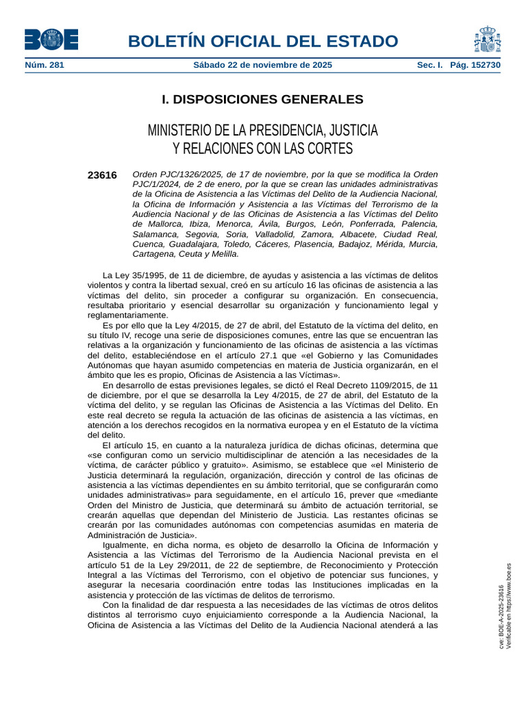 BOE-A-2025-23616 | PDF | Victimologia | Justicia