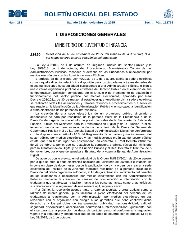 Boe A 2025 23620 | PDF | Administración Pública | Gobierno