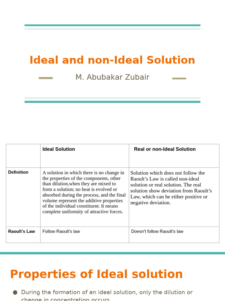 Ideal and Non-Ideal Solution | PDF | Continuum Mechanics | Thermodynamics