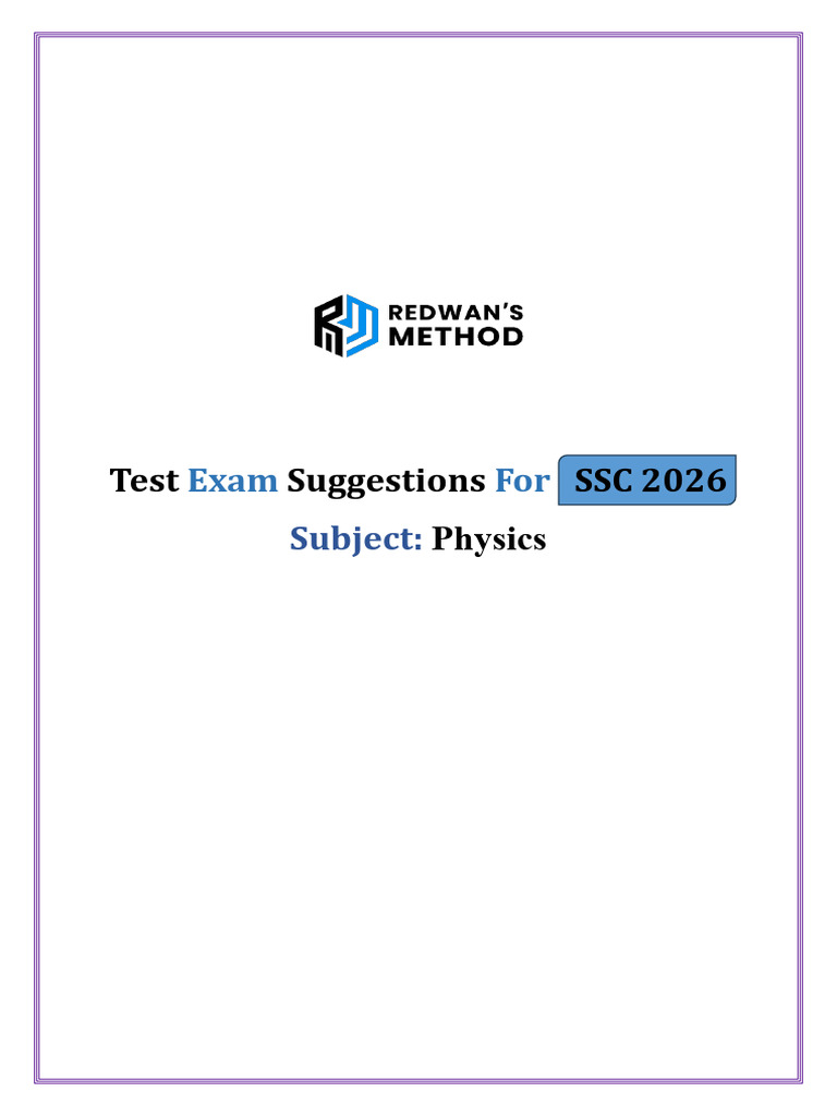 SSC 2026 Physics Test Suggestions | PDF