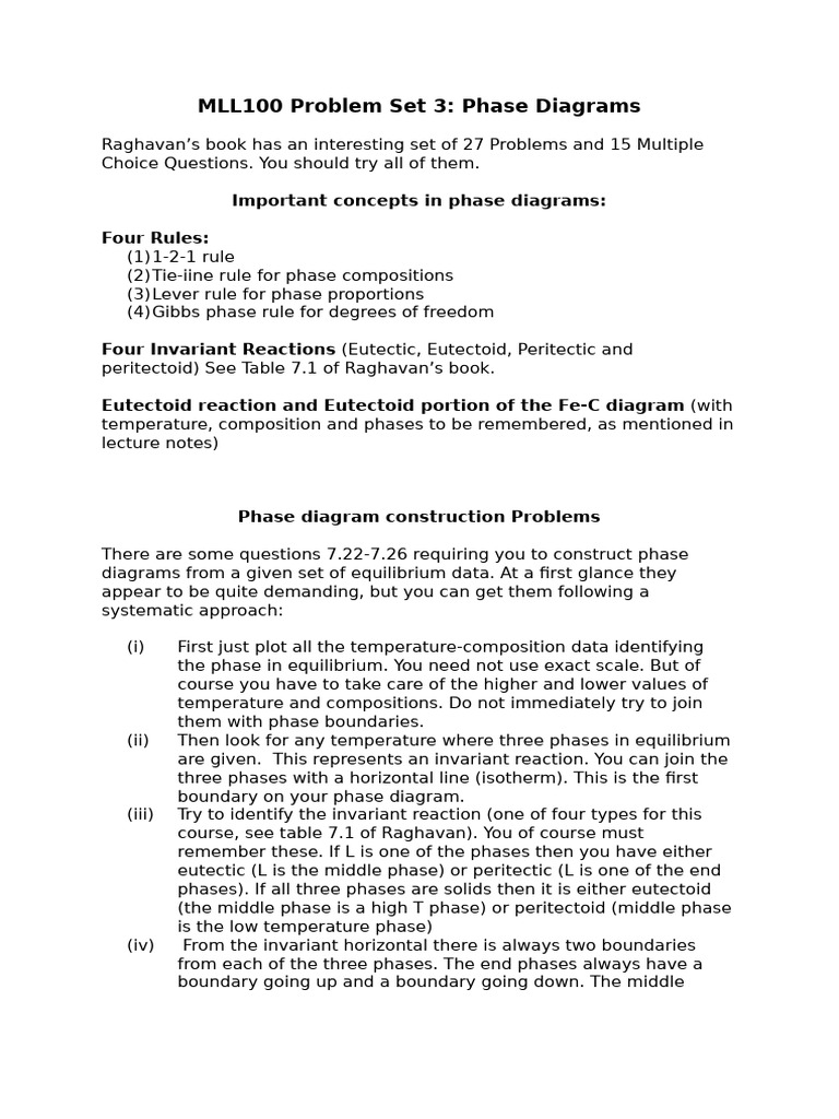 Phase Diagrams Problem Set Guide | PDF | Phase (Matter) | Phases Of Matter