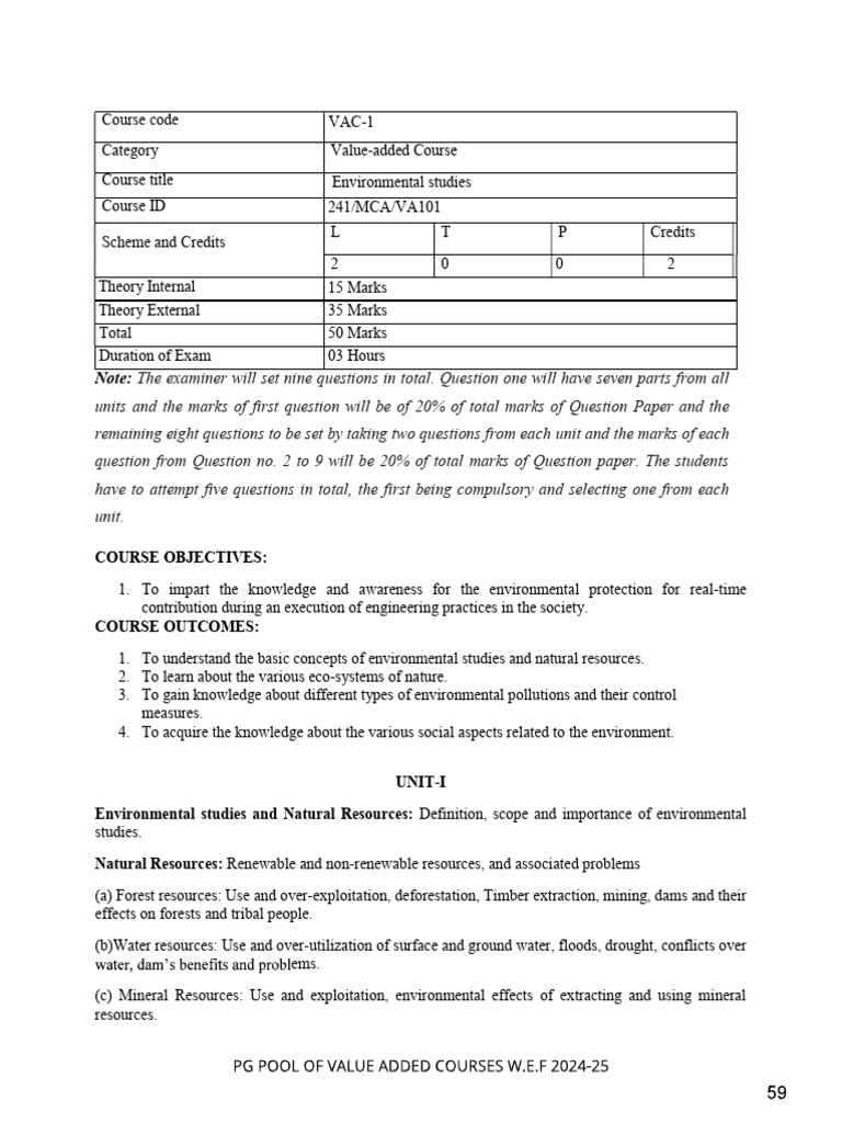 Environmental Studies Syllabus | PDF | Ecosystem | Natural Environment