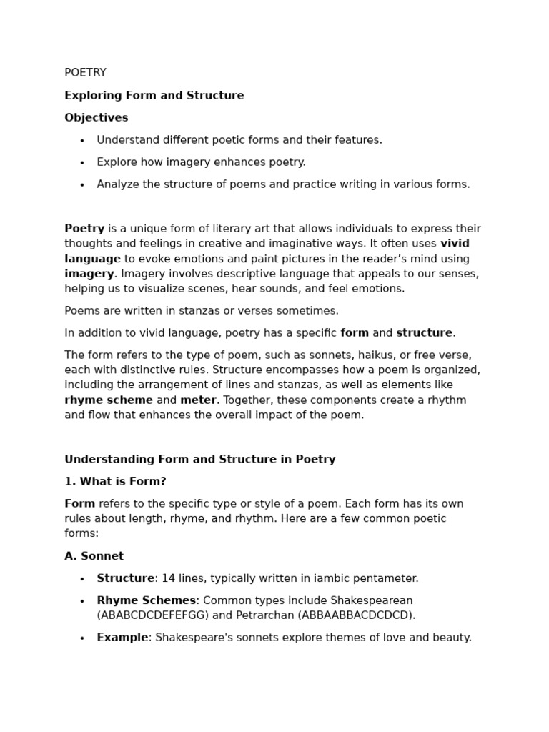 POETRY Form and Structure 2 | PDF | Poetry | Narrative Forms