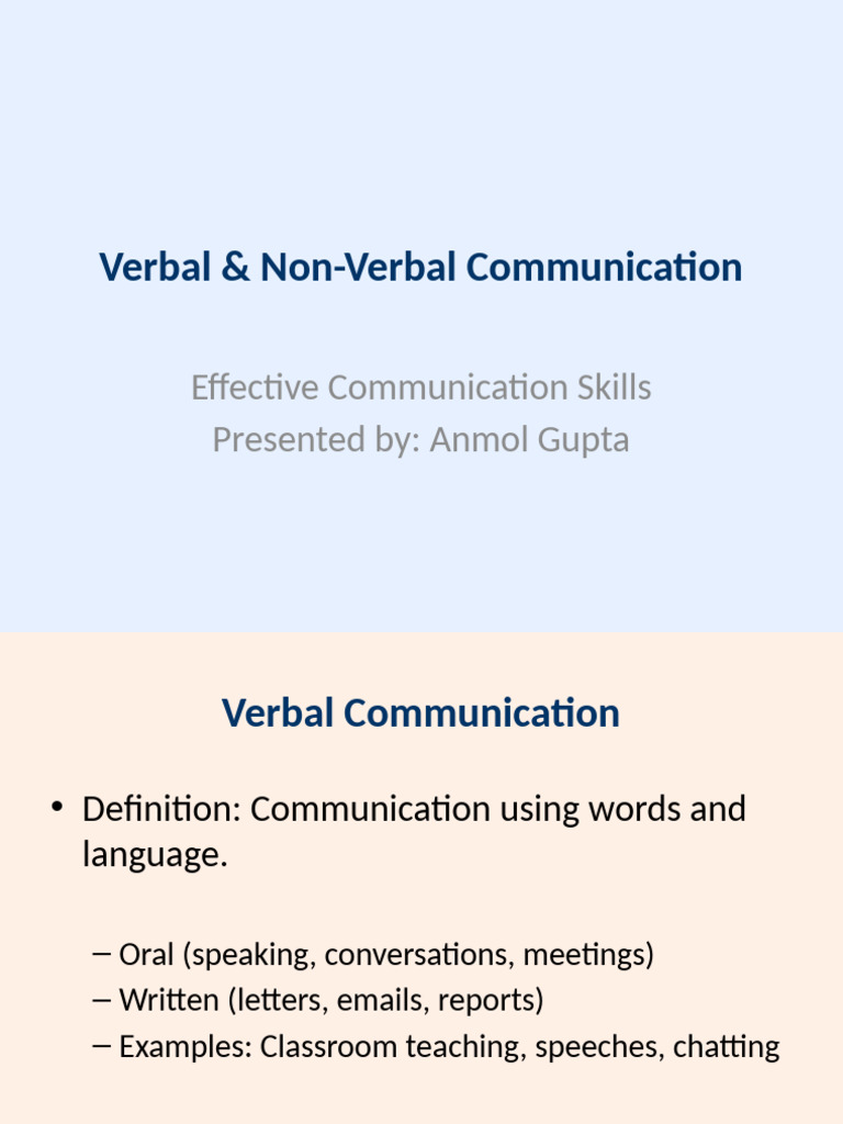 Verbal Nonverbal Communication PPT Designed | PDF