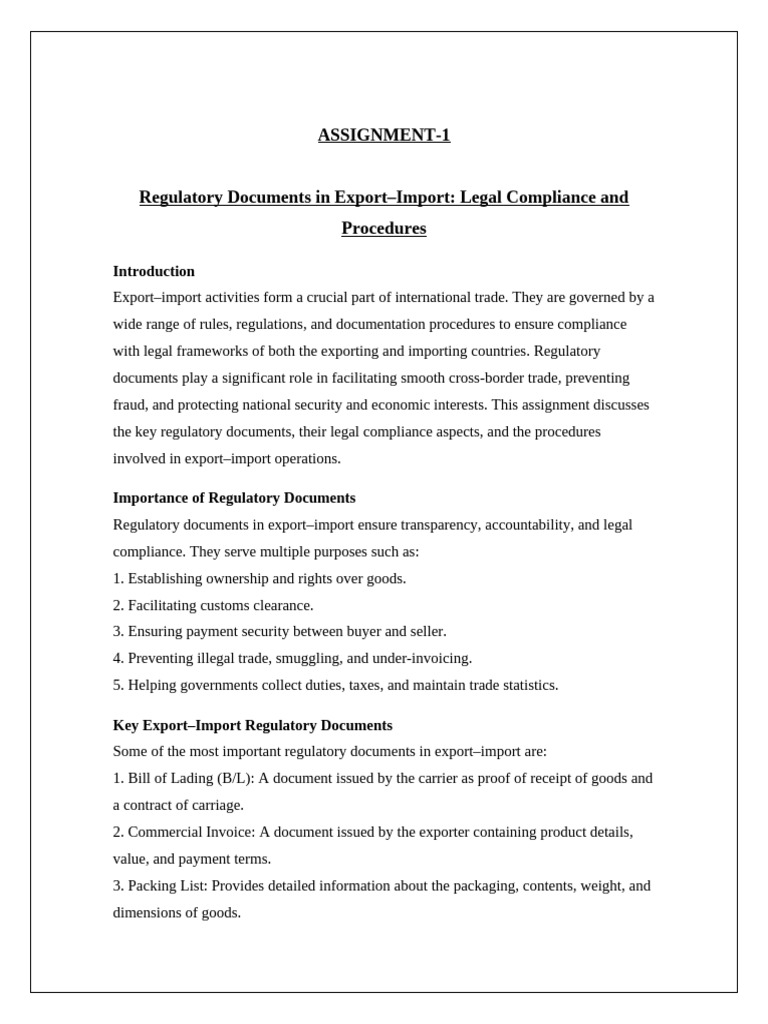 Key Export-Import Regulatory Documents | PDF | Customs | Regulatory ...