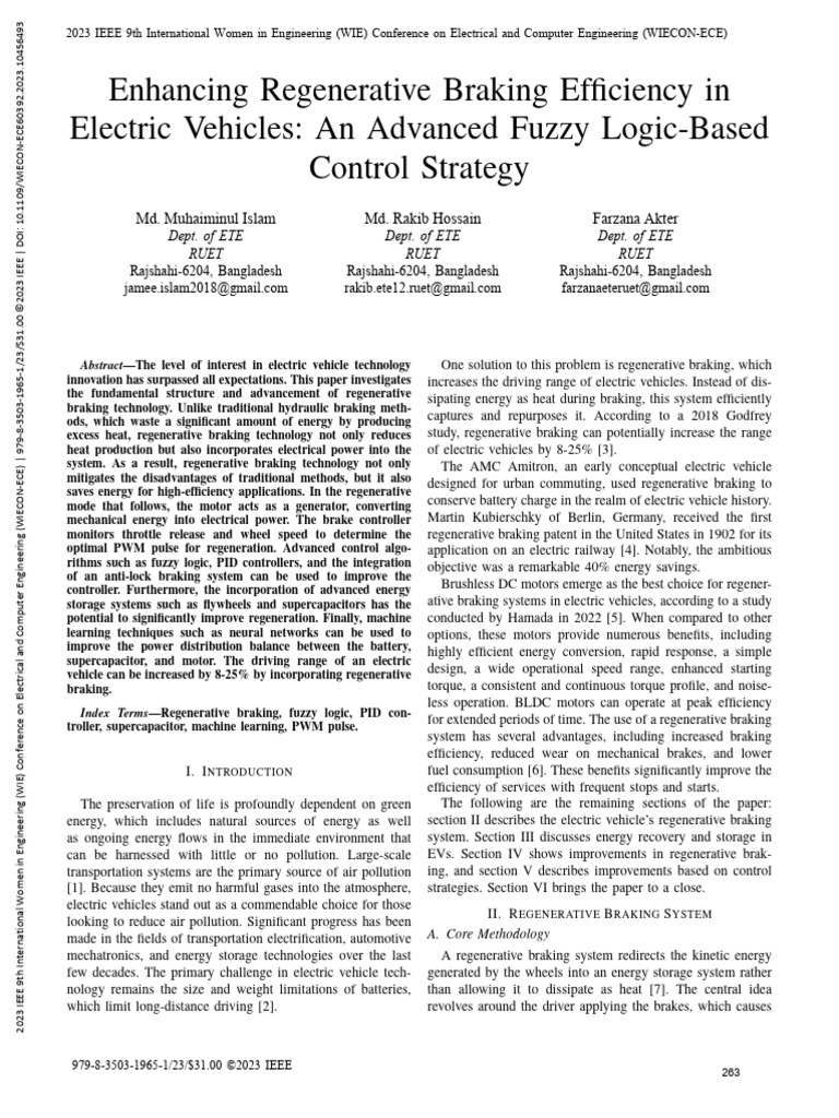 Enhancing Regenerative Braking Efficiency in Electric Vehicles An ...