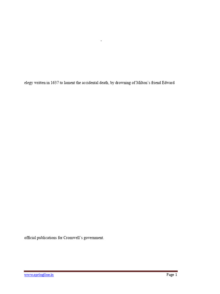 Lycidas | PDF | John Milton | Poetry