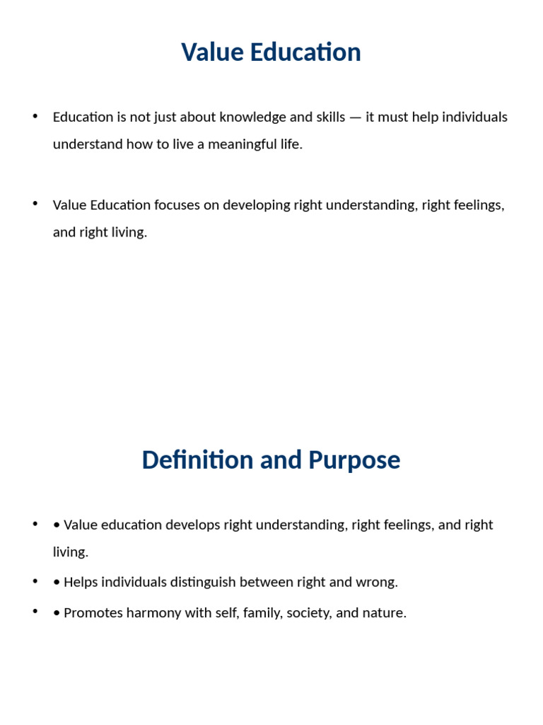 Importance of Value Education for Life | PDF