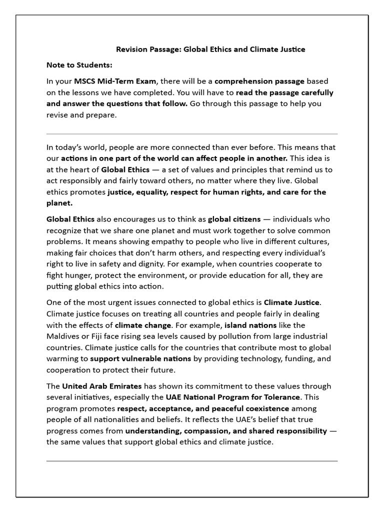 Global Ethics Year 10 MSCS Revision | PDF | Justice | Crime & Violence