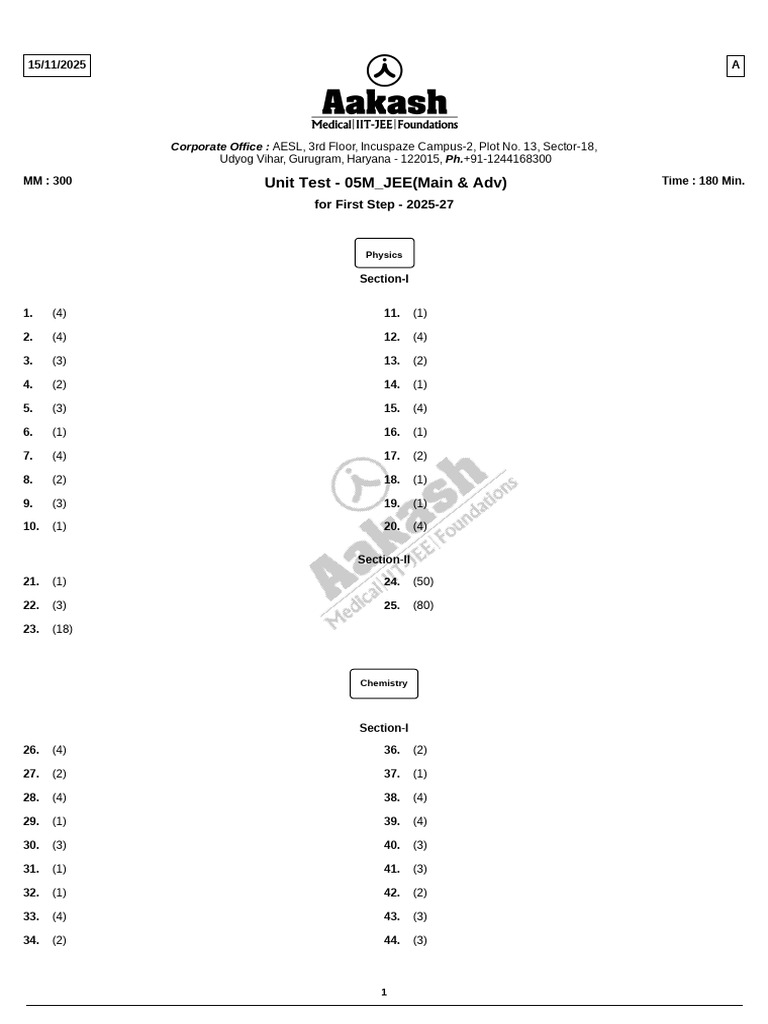 (TS)UT-5M for FS JCT -Phase-4(Mains & Adv) - 15-11-2025 - Solution | PDF | Redox | Chemistry