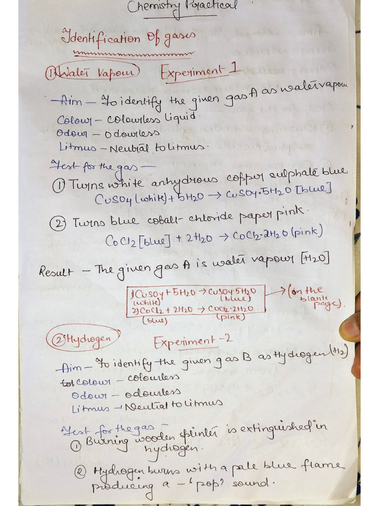 I) Identification of Gases | PDF
