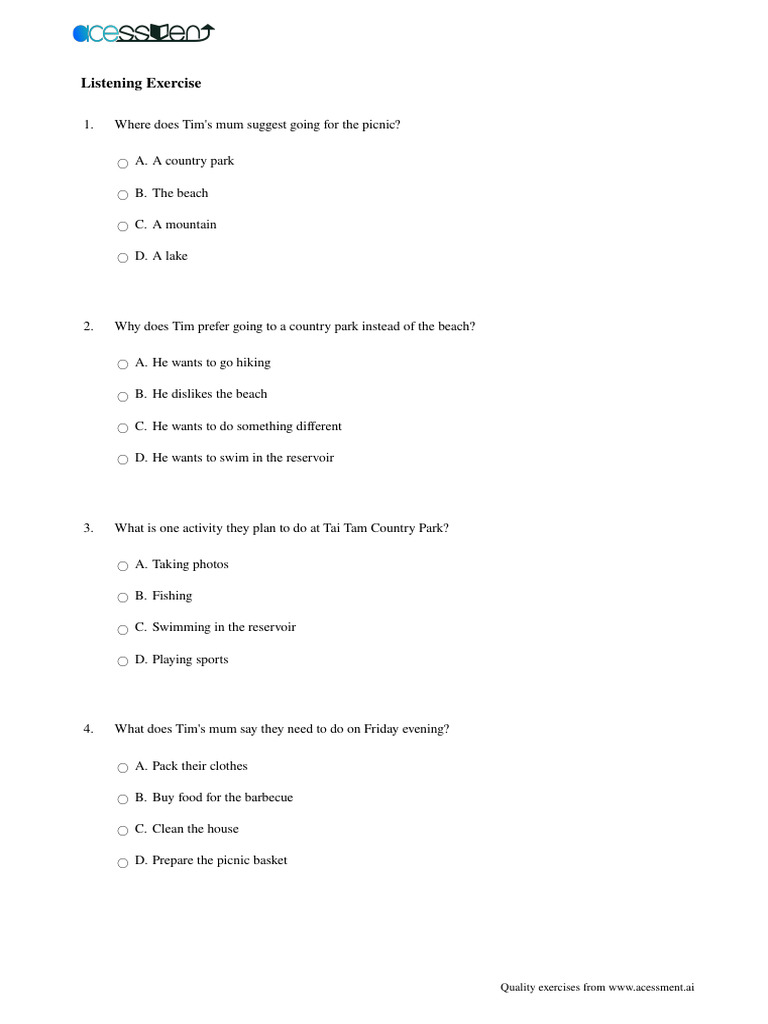 P3 Listening Sample Exercise | PDF