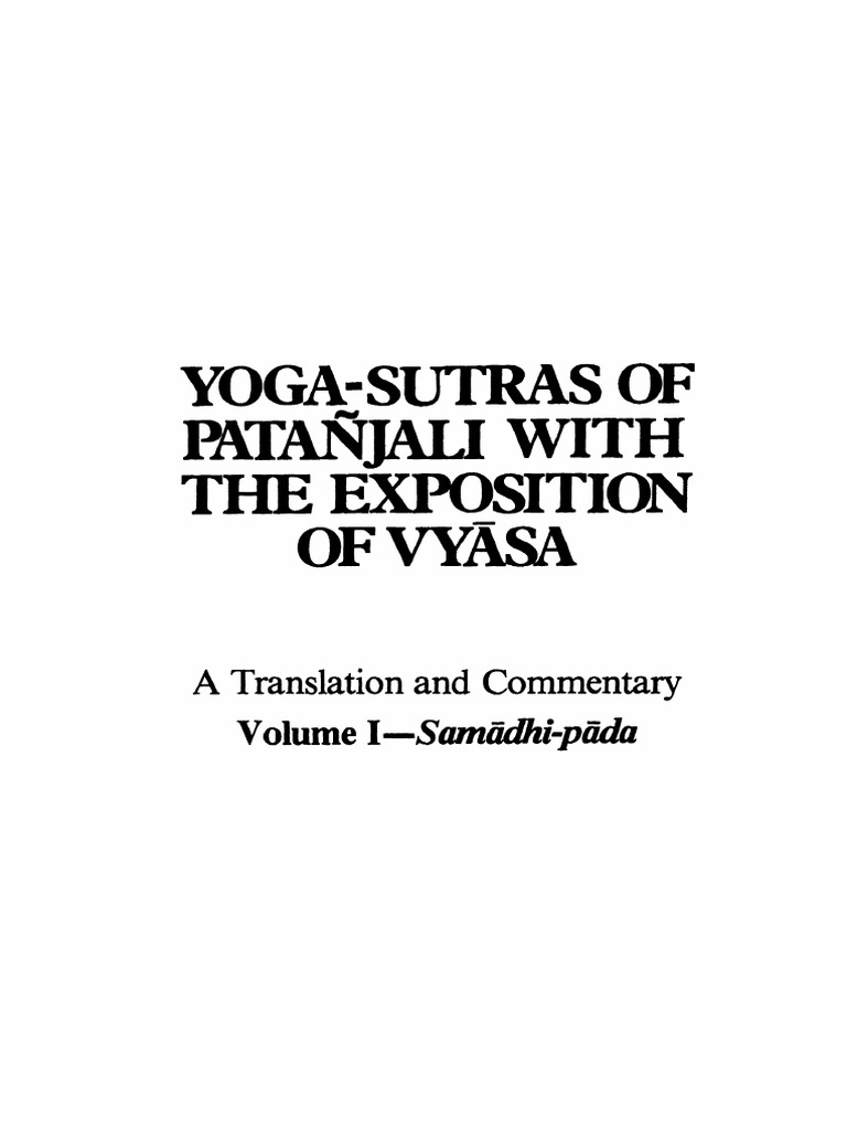Yoga Sutras of Patanjali With The Exposition of Vyasa English | PDF