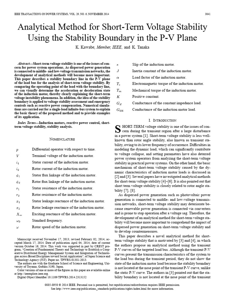 2014 Analytical Method For Short-Term Voltage Stability Using The ...
