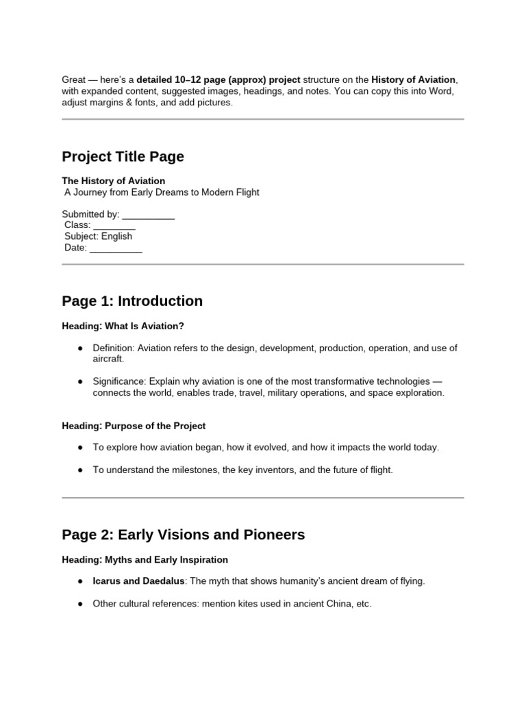 History of Aviation Project Outline | PDF | Aviation | Wright Flyer