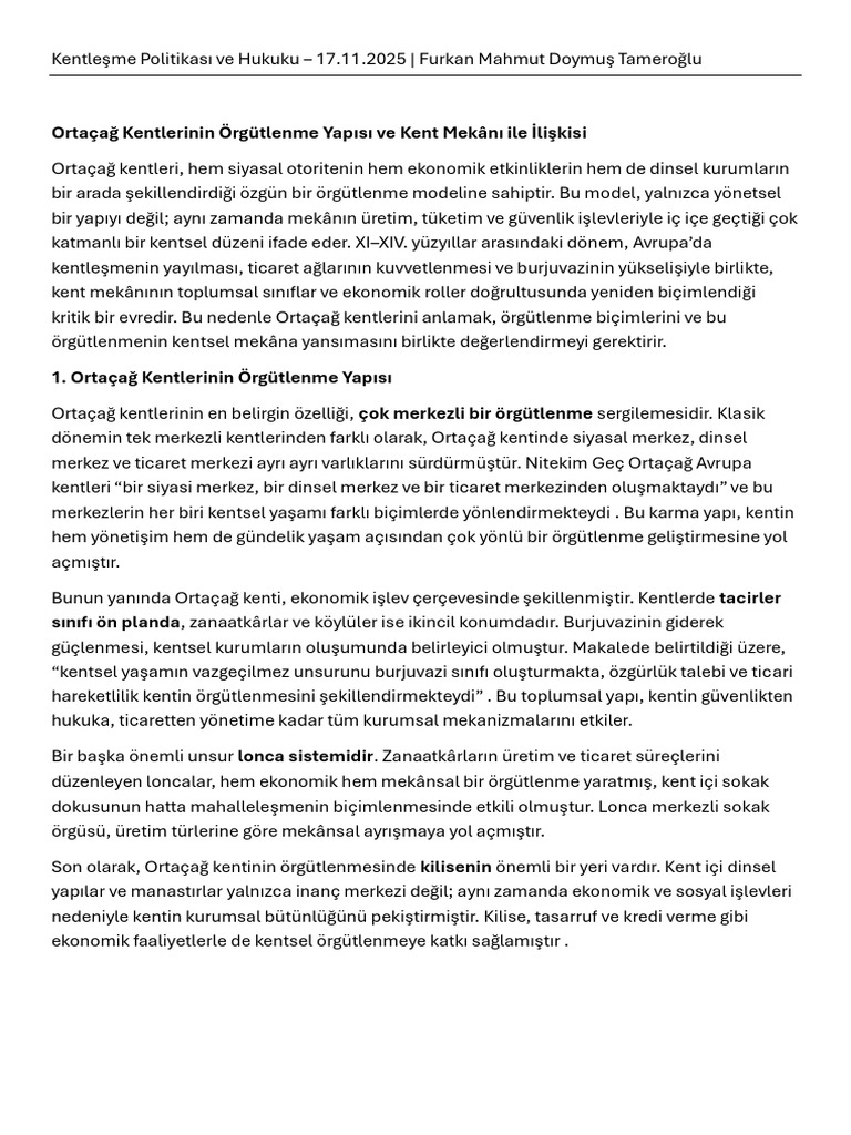 Kentleşme Politikası ve Hukuk Vize İÜ SBF | PDF