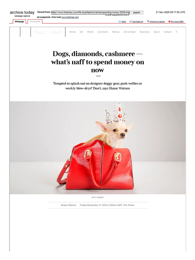 Dogs, Diamonds, Cashmere - What's Naff To Spend Money On Now | PDF ...