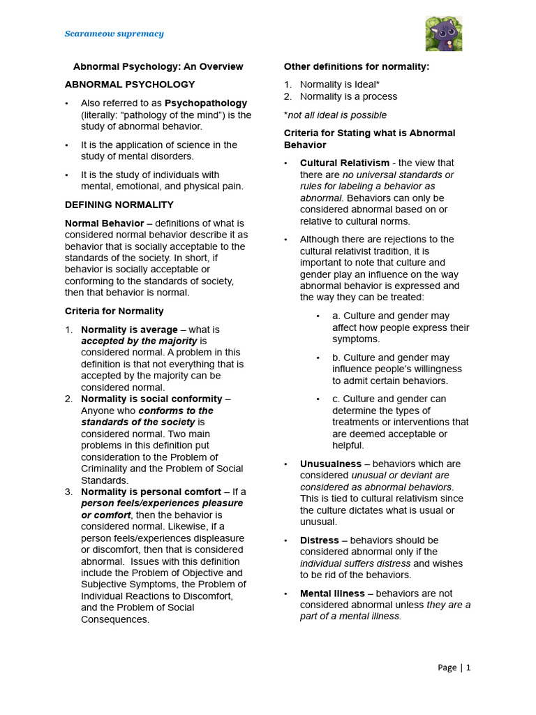 Overview of Abnormal Psychology | PDF | Diagnostic And Statistical ...