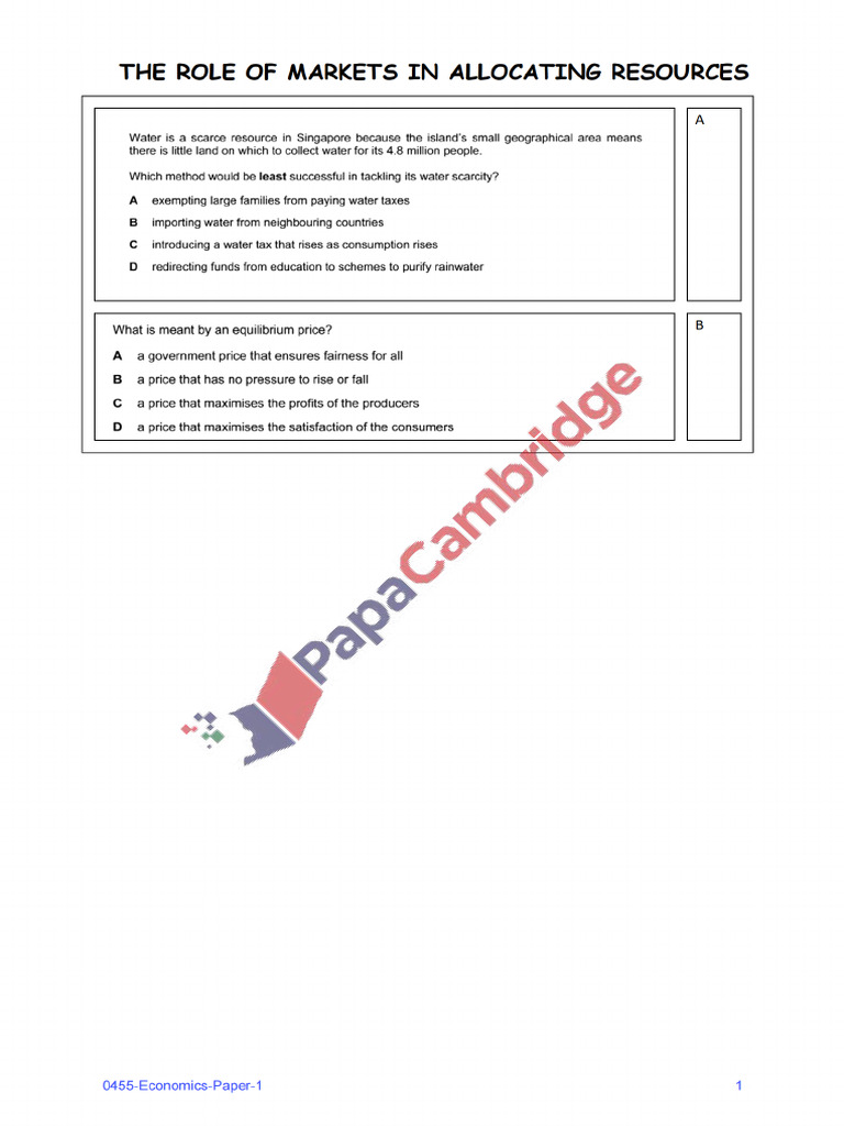 2.2-The Role of Markets in Allocating Resources | PDF