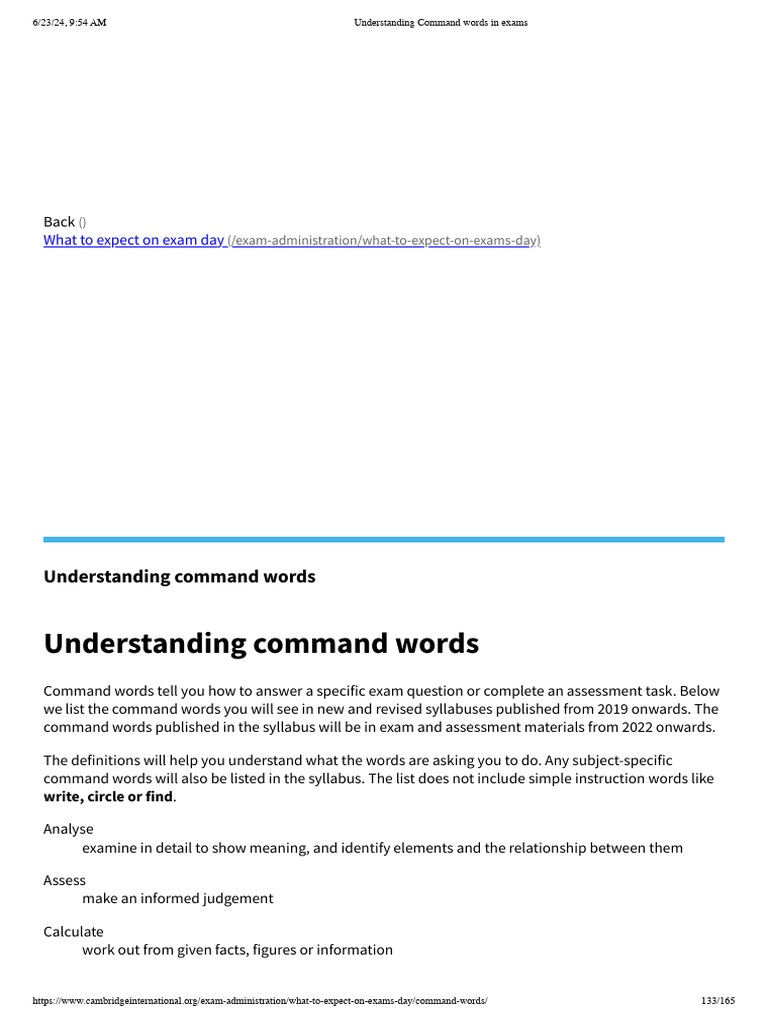 Exam Command Words Explained | PDF | Information | Psychological Concepts