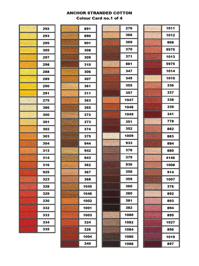 Carte de couleurs ANCHOR COTON | PDF