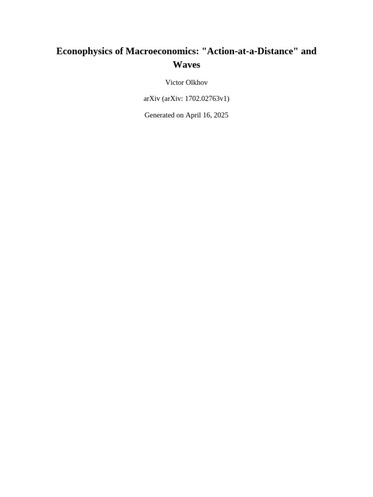 Econophysics of Macroeconomics Action-At-A-Dista | PDF | Waves | Economics