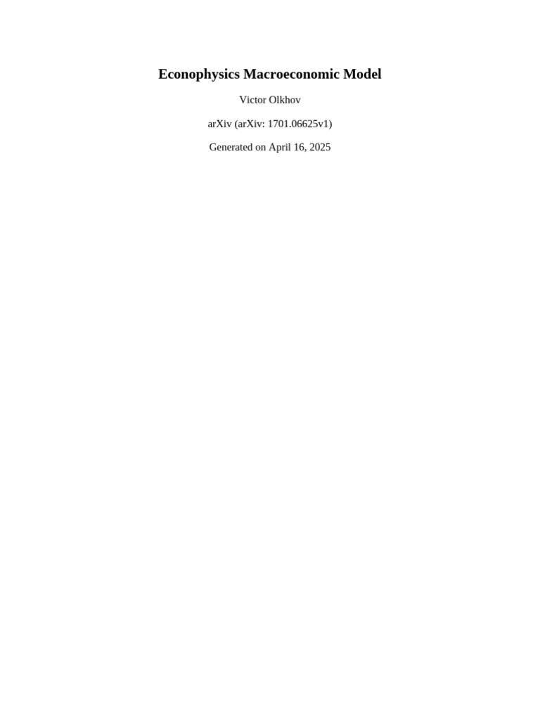 Econophysics Macroeconomic Model | PDF | Macroeconomics | Economics