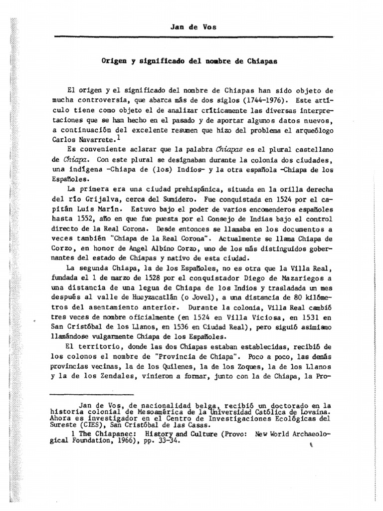 Origen YSignificado Del Nombre de Chiapas | PDF