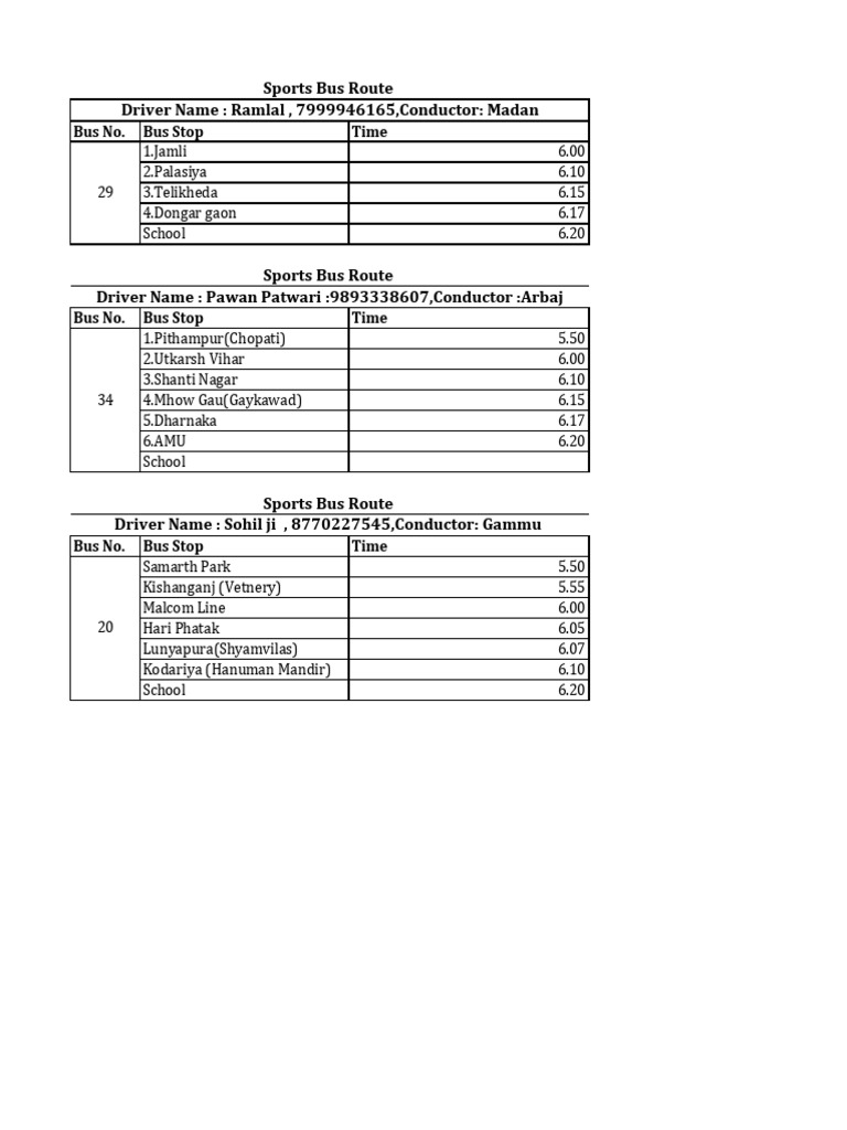 School Bus Timetable and Routes | PDF