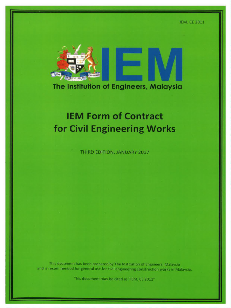Iem Form of Contract For Civil Engineering Works | PDF