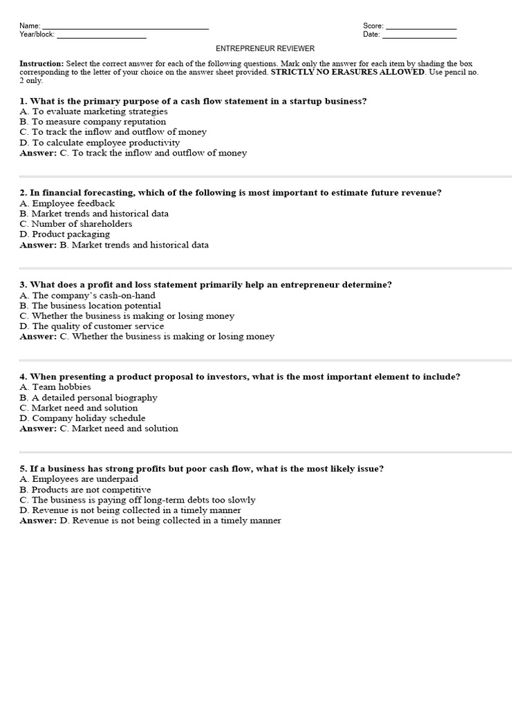 Entrep Finals Reviewer | PDF | Haemophilia | Anemia
