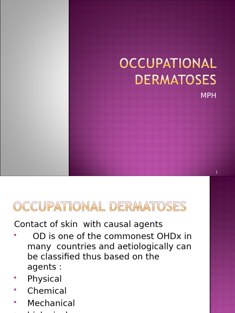 Occupational Dermatoses MPH | PDF | Skin
