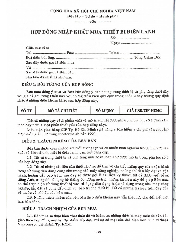 Contract of Refrigeration Equipment Import - E-V | PDF