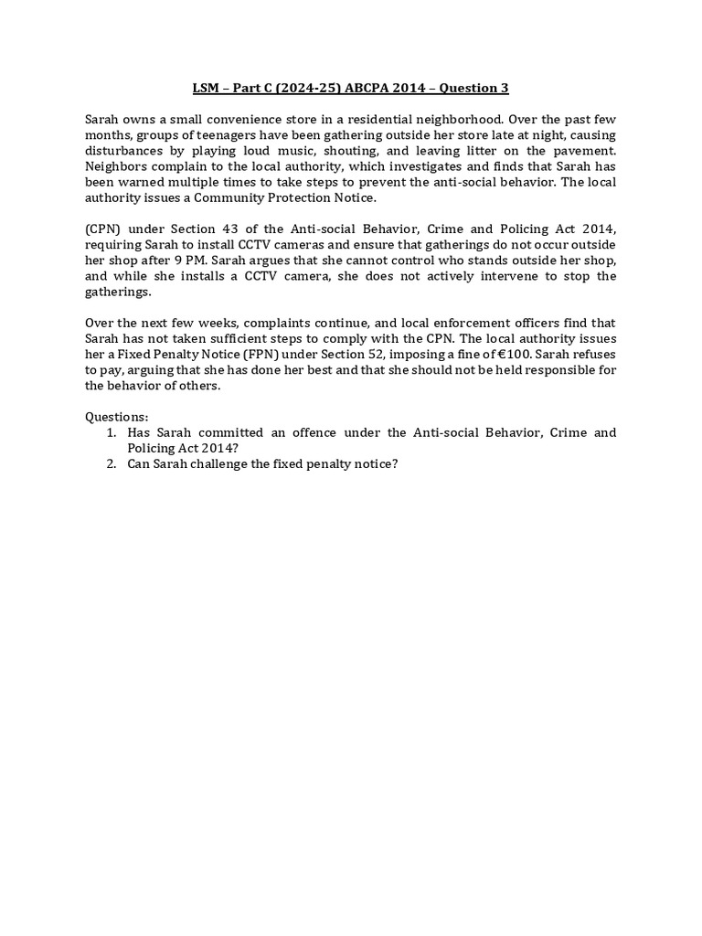 LSM - Part C (2024-25) ABCPA 2014 - Question 3 + Solving | PDF | Public ...