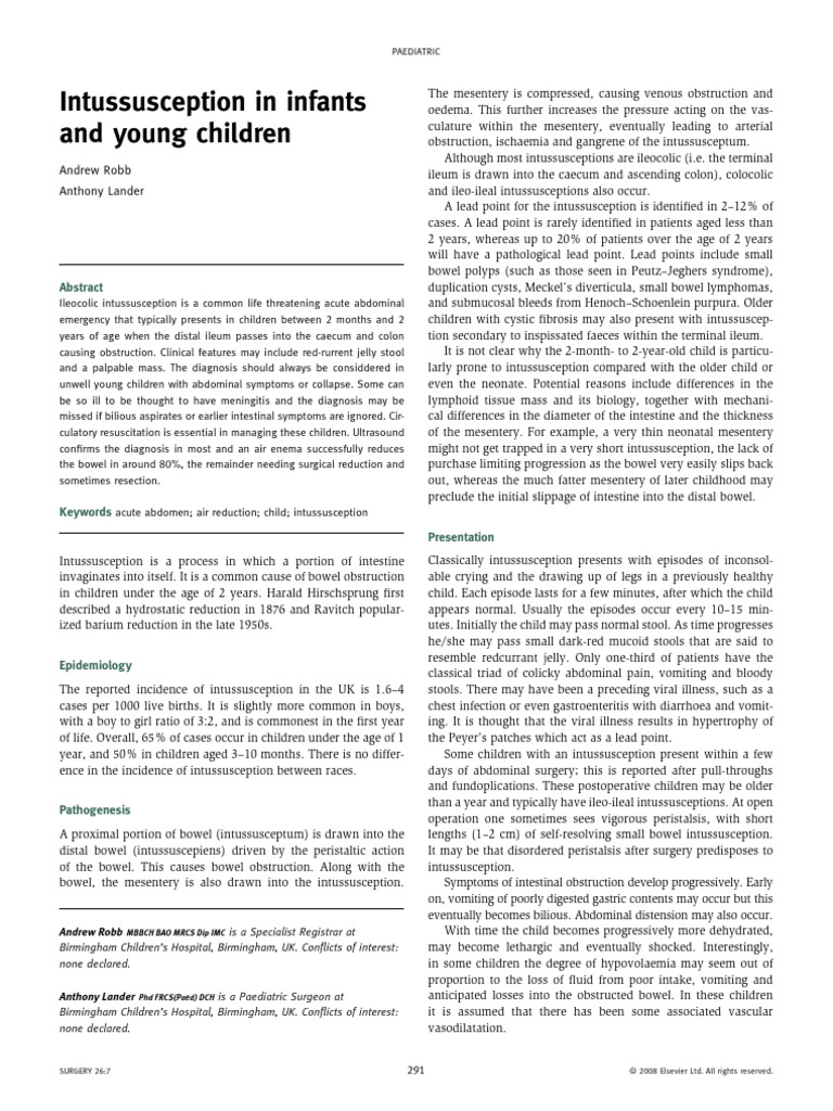 Intussusception in Infants: Diagnosis & Management | PDF | Medical ...