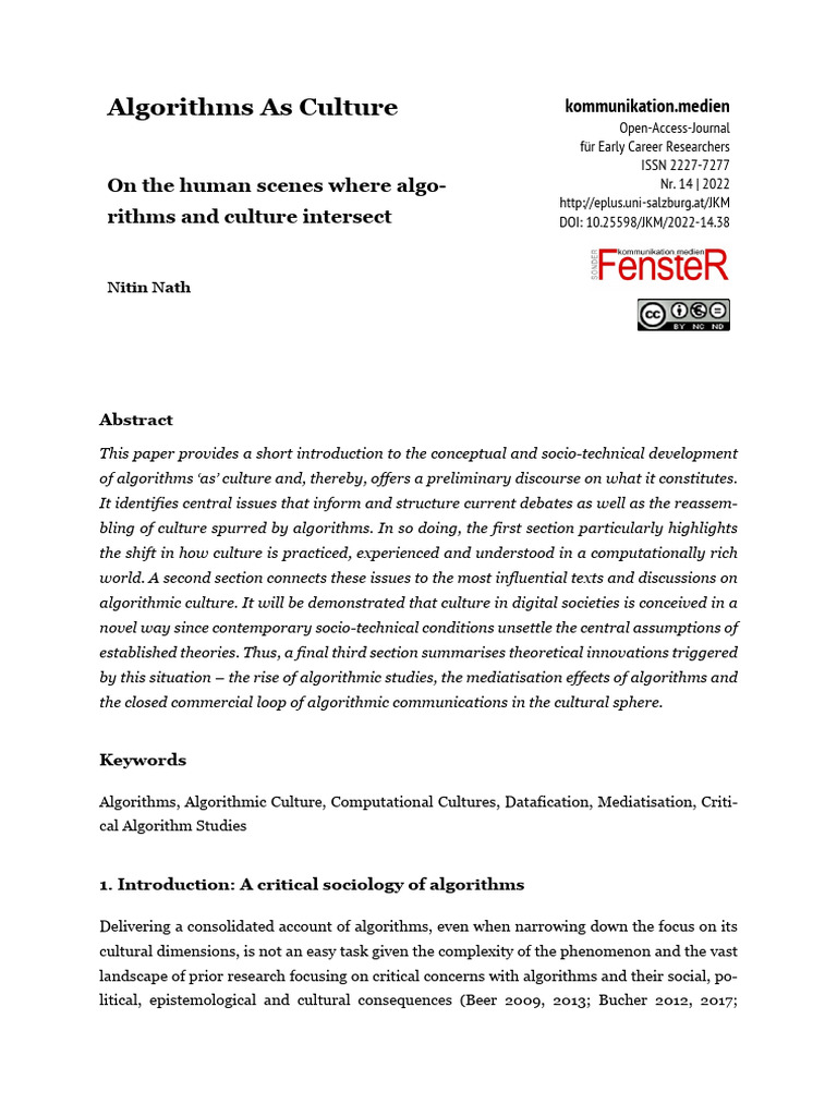 Understanding Algorithmic Culture | PDF