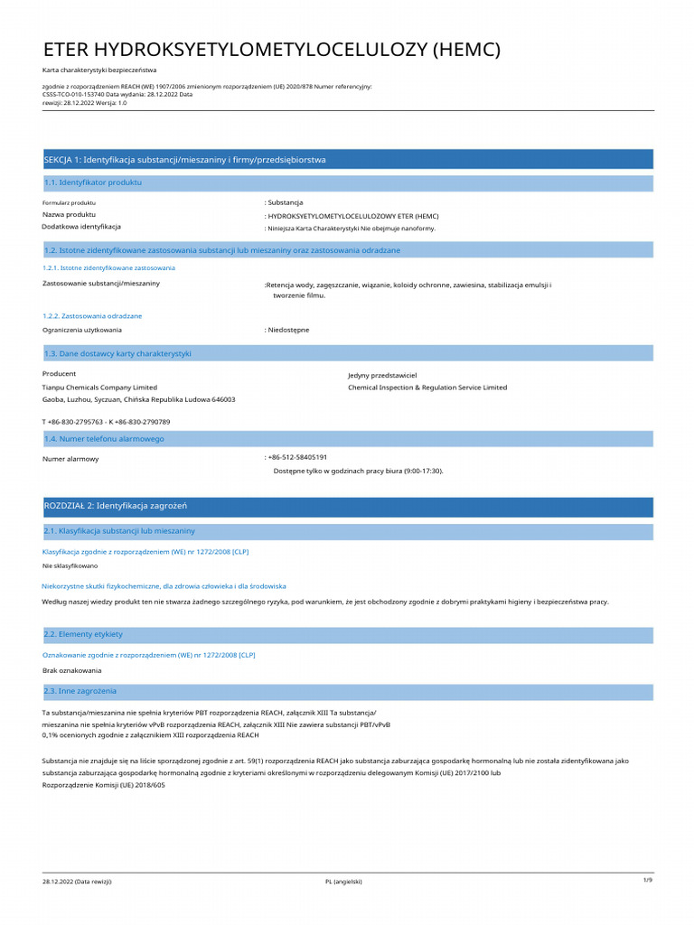 MSDS TIANPU HEMC PL | PDF