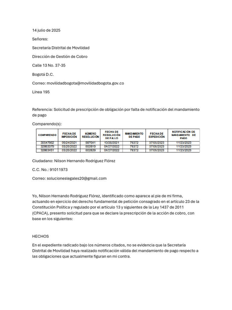 Nilson Hernando Rodriguez Florez | PDF | Estatuto de limitaciones ...