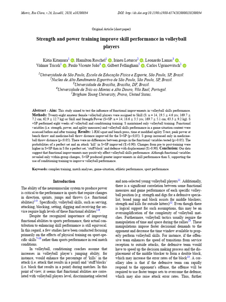 Strength and Power Training Improve Skill Performa | PDF | Volleyball ...
