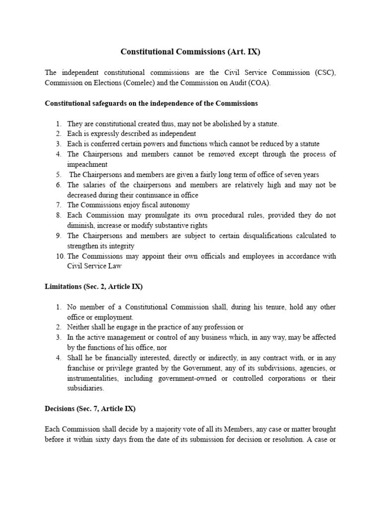 Art. IX (PolGov) | PDF | Commission On Elections (Philippines) | Elections