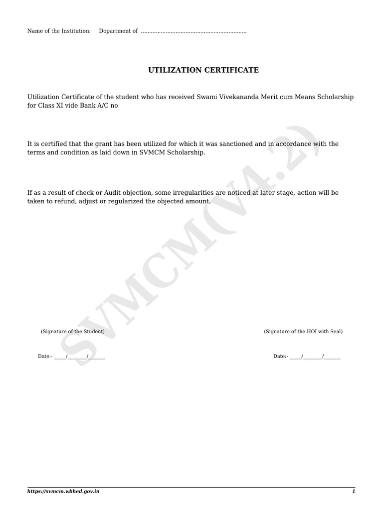 Utilization Certificate | PDF