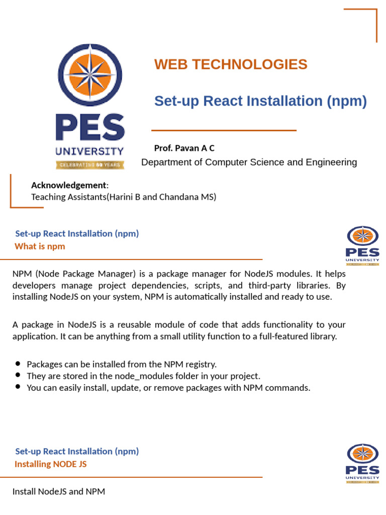 React Installation (NPM) | PDF | Software Development | System Software