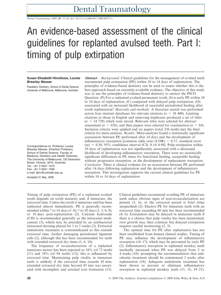 An Evidence-Based Assessment of The Clinical Guidelines For Replanted ...