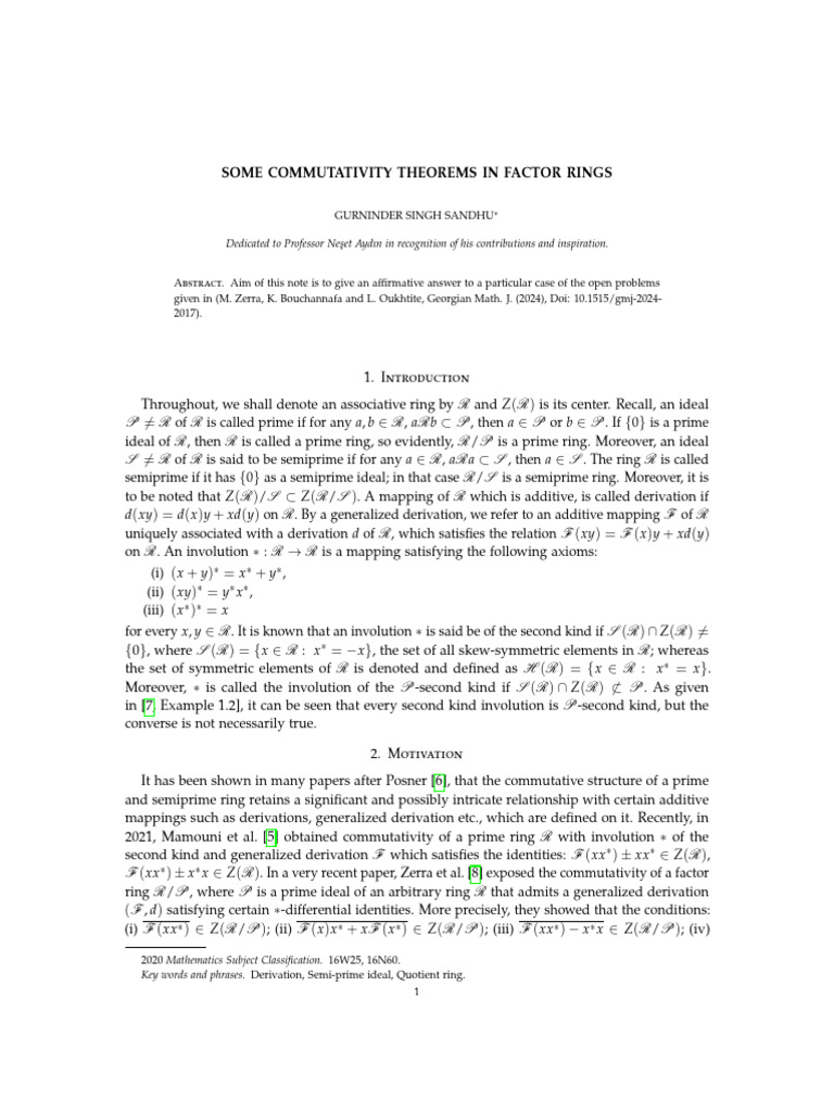 Commutativity in Factor Rings Explained | PDF | Ring (Mathematics ...